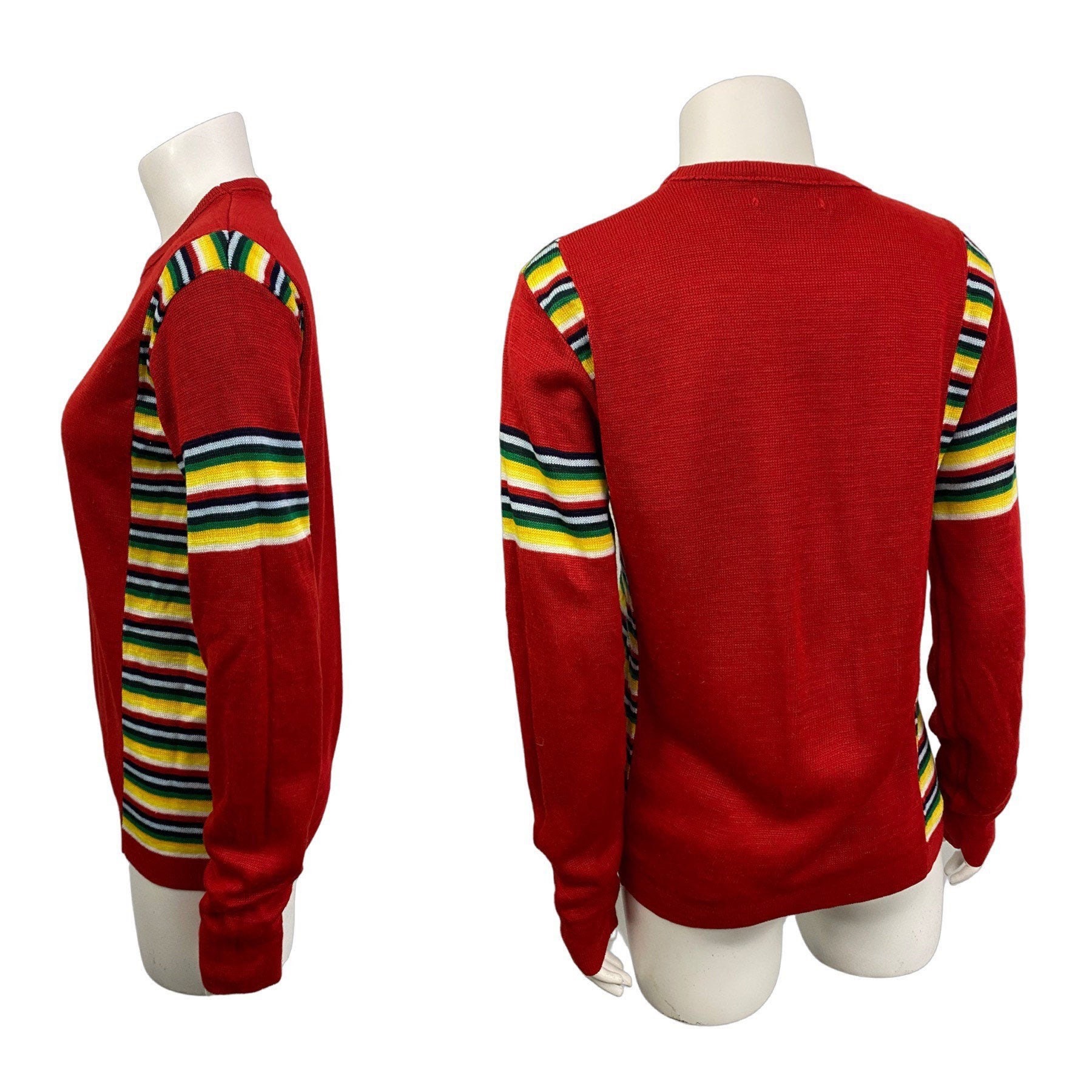 1970s Stripe Sweater / 70s Boho Rainbow Ribbed Sweater / | Etsy