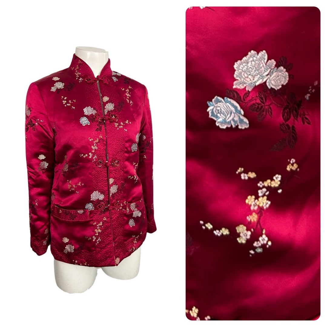 Vintage Red Asian Floral Print Blouse Top / Women’s Small * - Etsy