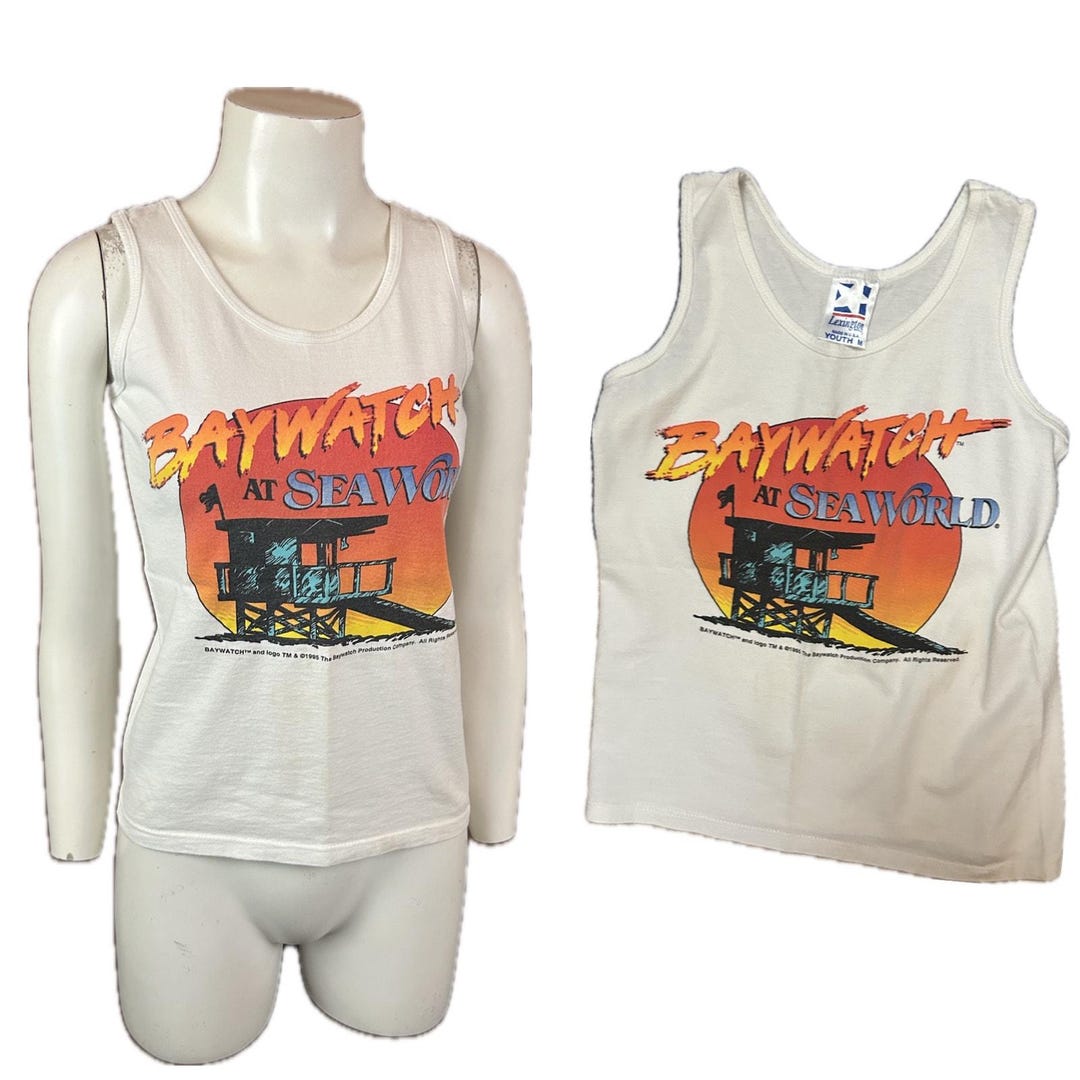 1990s 1995 Baywatch at Sea World Souvenir Tank Top T Shirt / Chest 30 ...