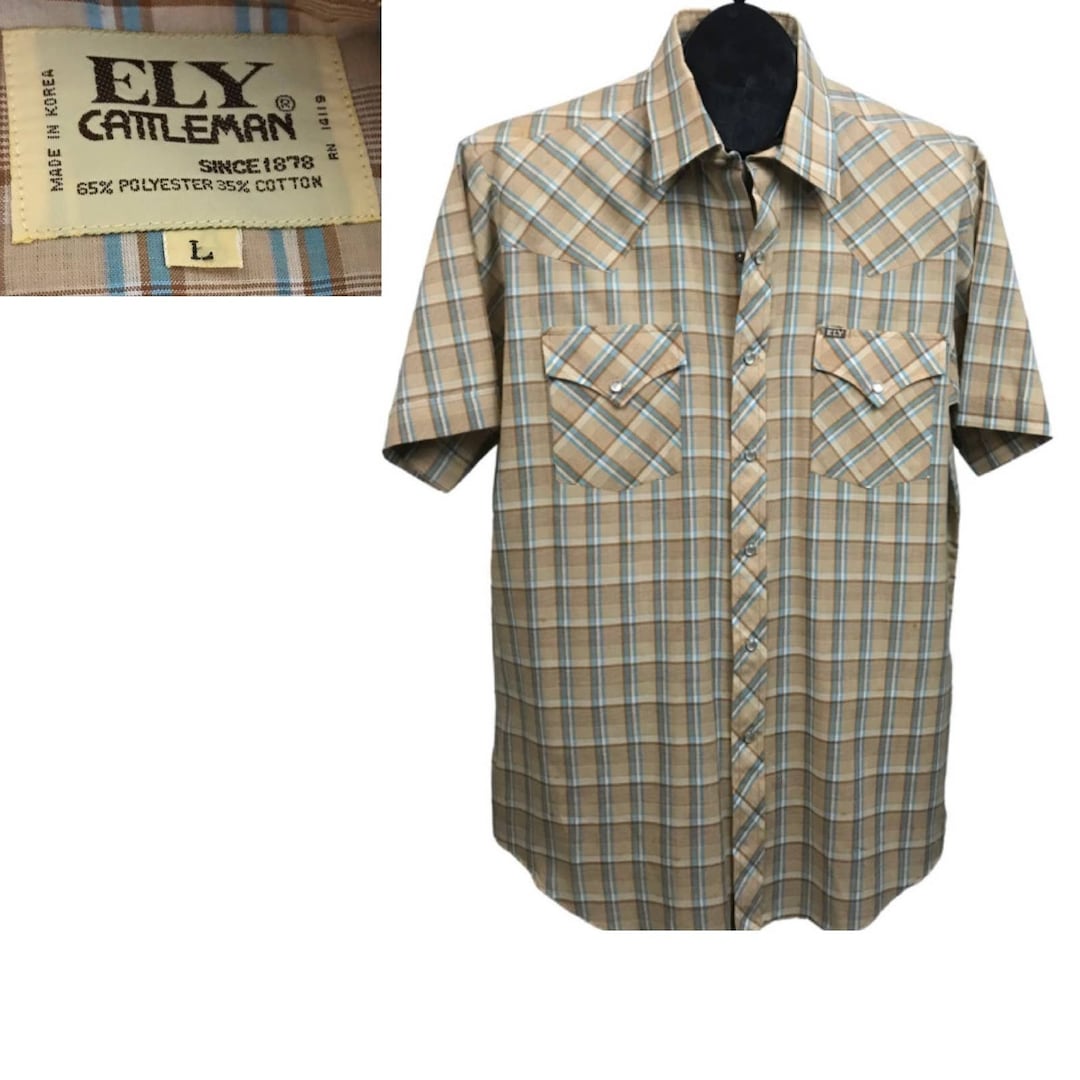 1970s Plaid Checked Western Button up Cowboy Shirt AS IS / Men’s Large ...
