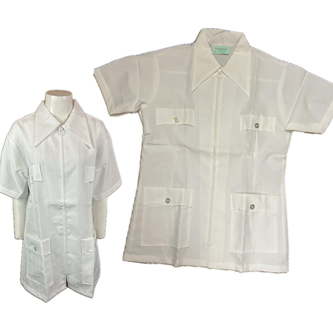 1970s NWT Uniform Lab Zip up Smock Shirt Hospital Work Wear / Men’s ...