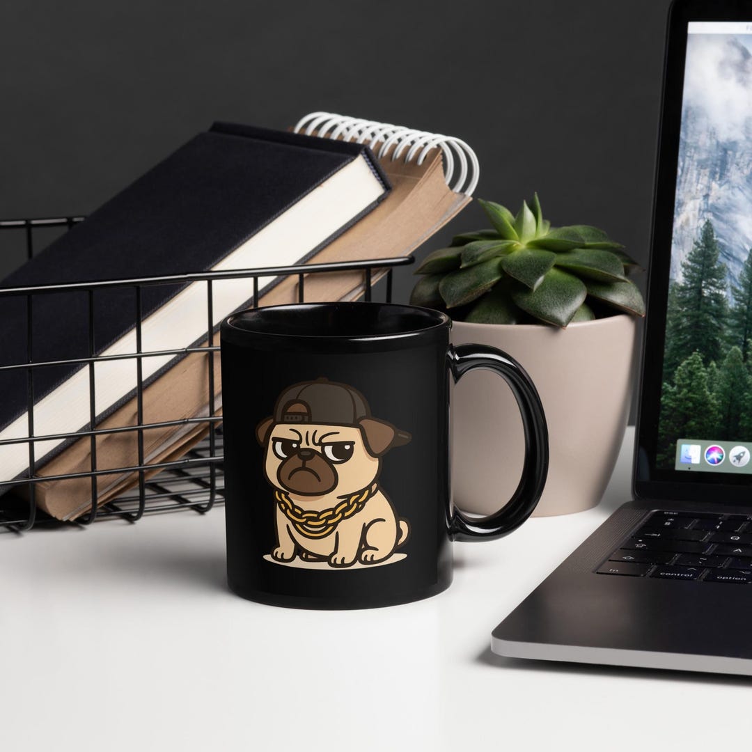 Thug Pug Mug – Thug Life Coffee Cup – Funny Tattoo Dog – Hip Hop Lover ...