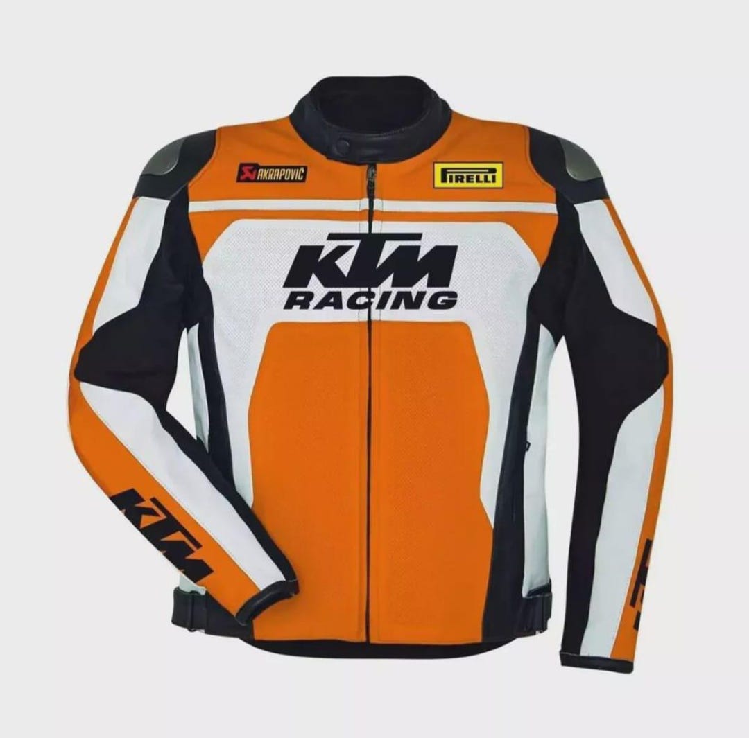 Orange KTM Motorcycle Leather Jacket With Spikes and Bold Design - Etsy