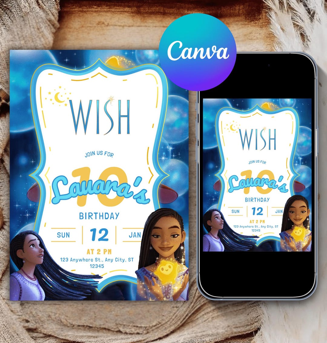 Wish Birthday Party Invitation | Printable Birthday Invite | Editable ...
