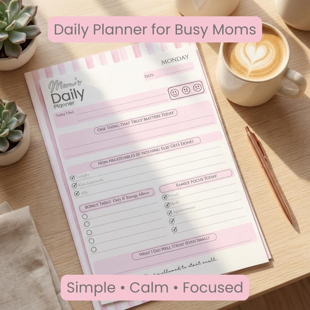 Gentle Mom Daily Planner Printable | Minimal Adhd-friendly Planner for ...