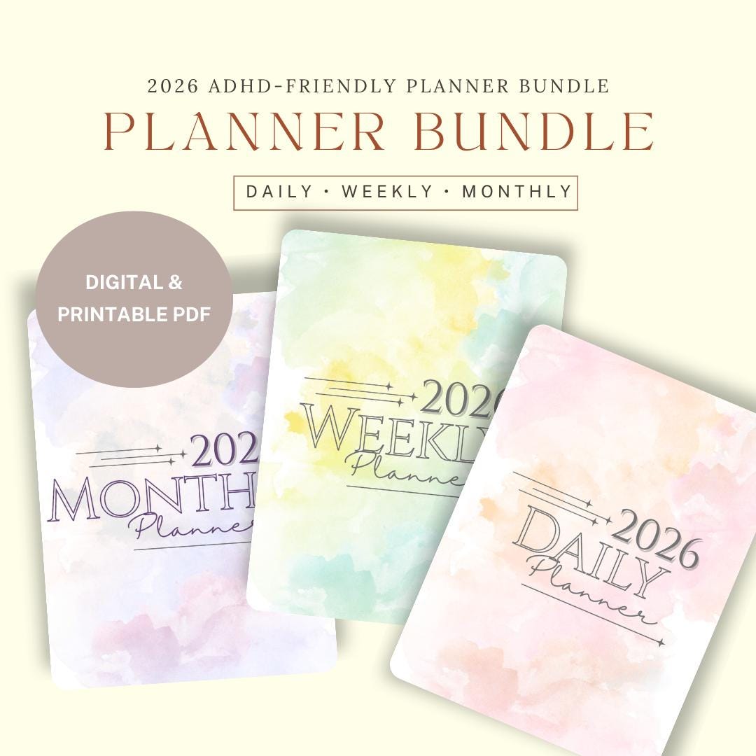 Pack d'agendas TDAH 2026 | Agenda journalier hebdomadaire et mensuel ...