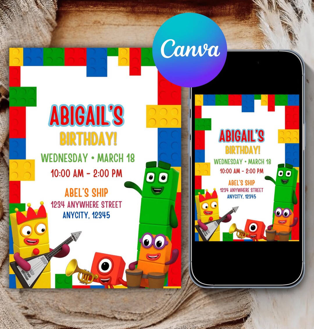 Numberblocks Birthday Party Invitation | Numberblocks Birthday Invite ...