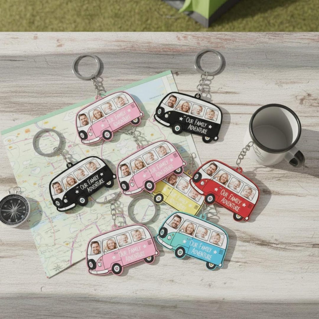Personalized Family Keychain With Photo - Our Family Adventure Gift - Etsy