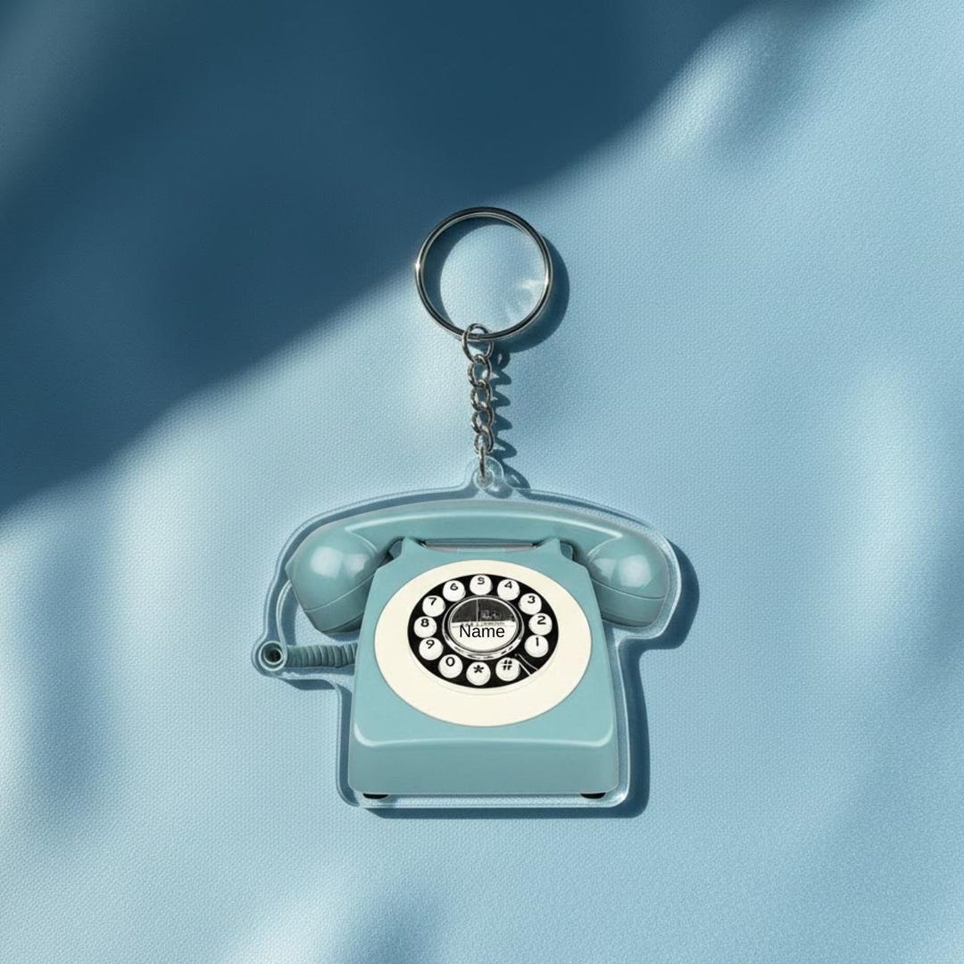 Retro Rotary Phone Keychain, Custom Name Telephone Acrylic Keyring - Etsy