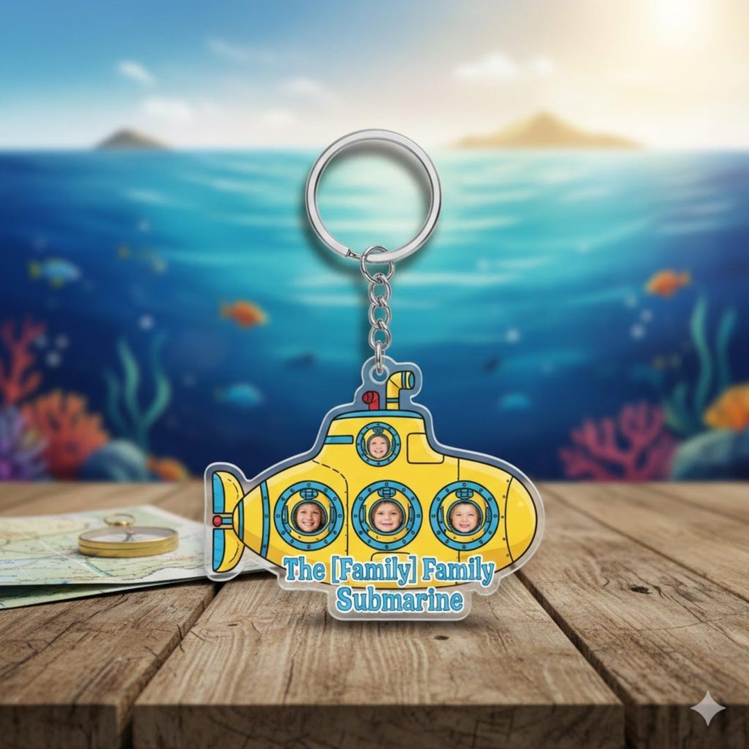 Personalized Family Photo Submarine Keychain - Custom Acrylic Keepsake ...