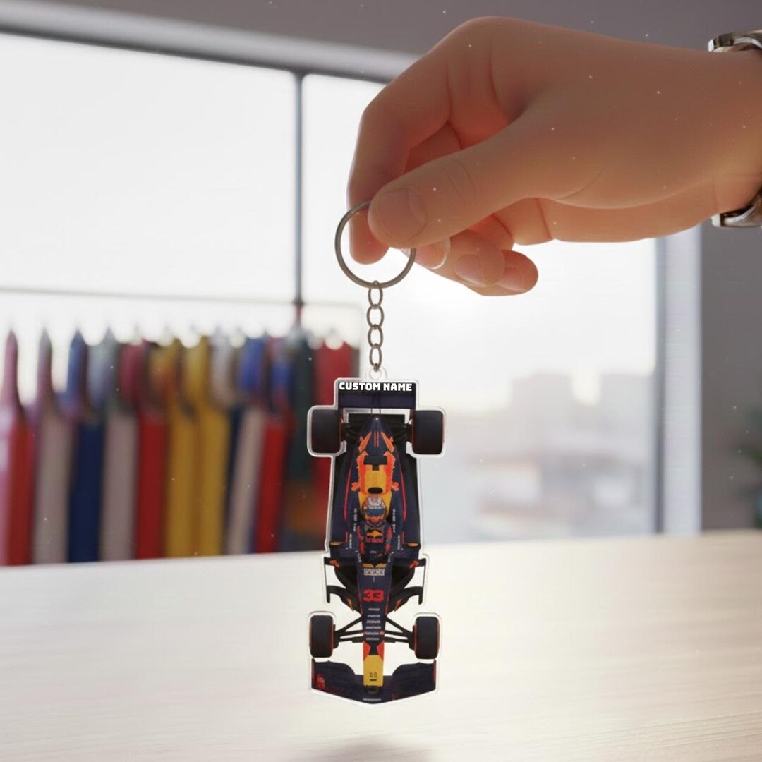Formula Racing Car Keychain Personalized Name - Race Car Acrylic ...