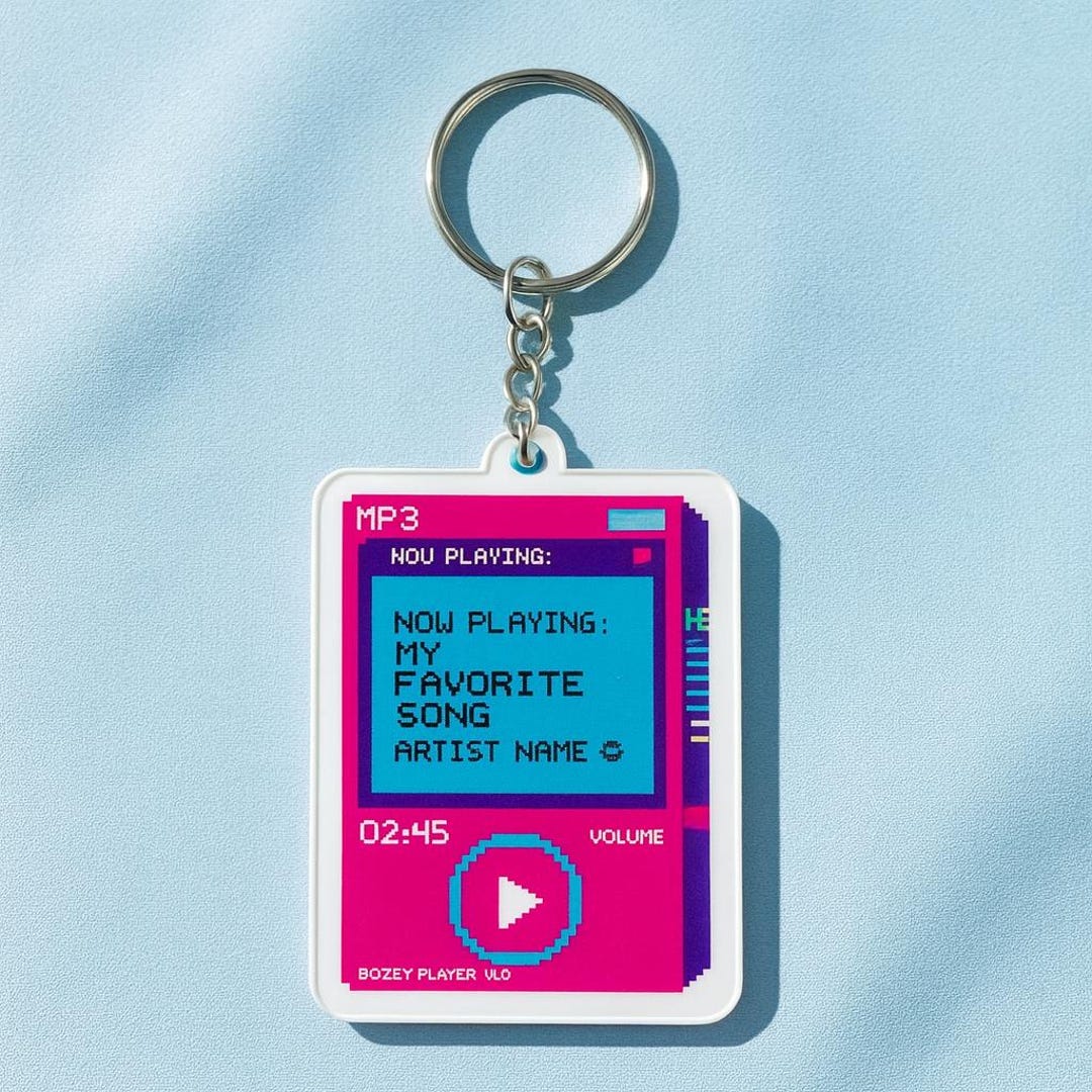 Retro MP3 Player Keychain, Now Playing Music Acrylic Keyring, Y2K Ipod ...