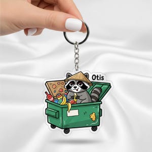 Chibi Raccoon Acrylic Keychain - Personalized Name Keychain, Cute ...