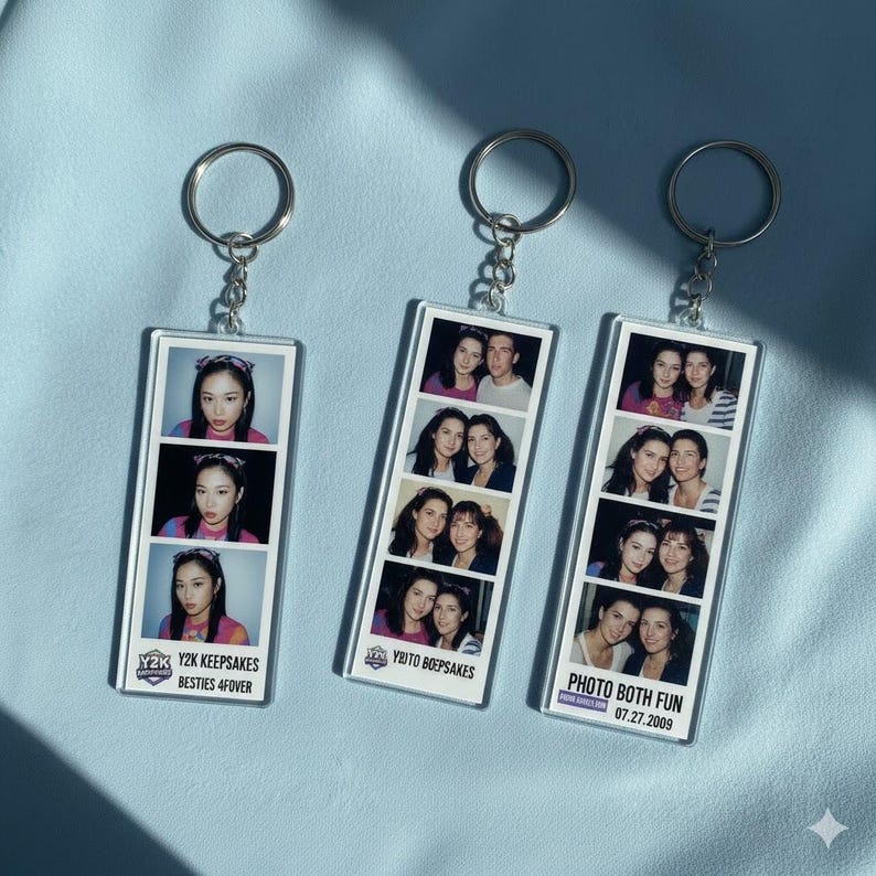 Custom Photo Booth Keychain - Personalized Photo Strip Acrylic Keyring ...