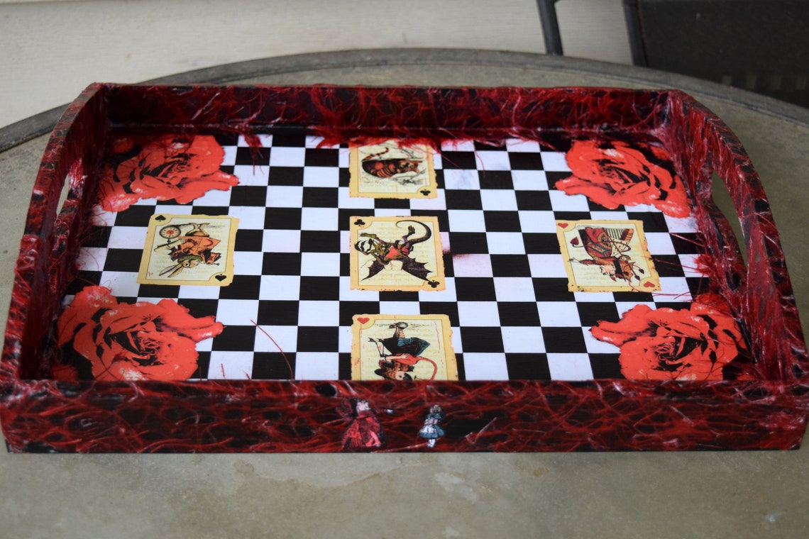 Small Alice in Wonderland Decoupage Coffee Table Serving Tray - Etsy