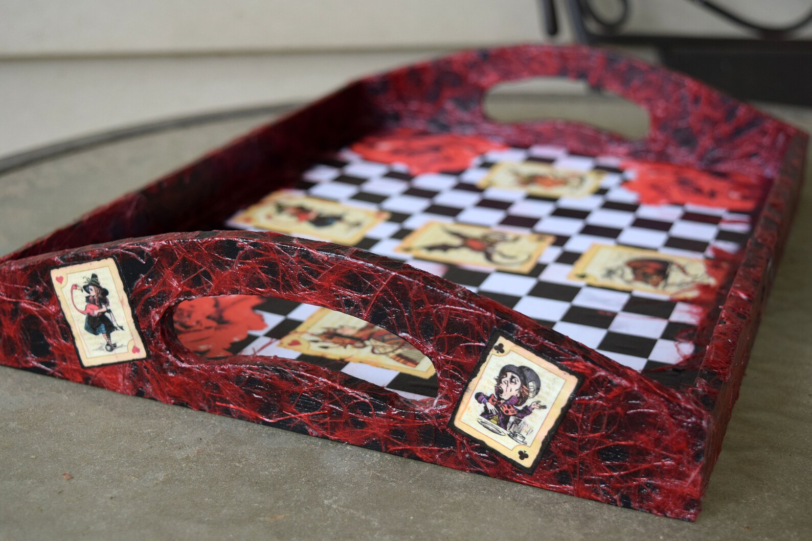 Small Alice in Wonderland Decoupage Coffee Table Serving Tray - Etsy