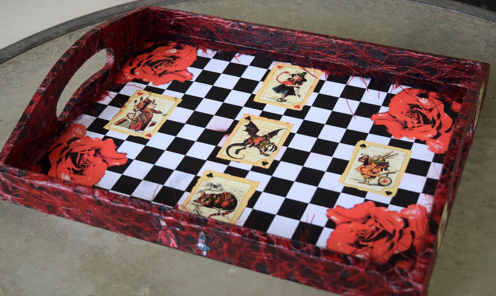 Small Alice in Wonderland Decoupage Coffee Table Serving Tray - Etsy