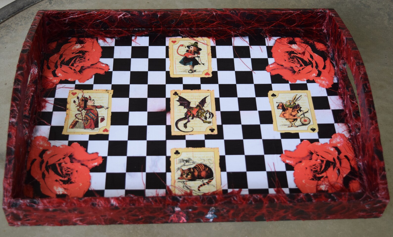 Small Alice in Wonderland Decoupage Coffee Table Serving Tray - Etsy
