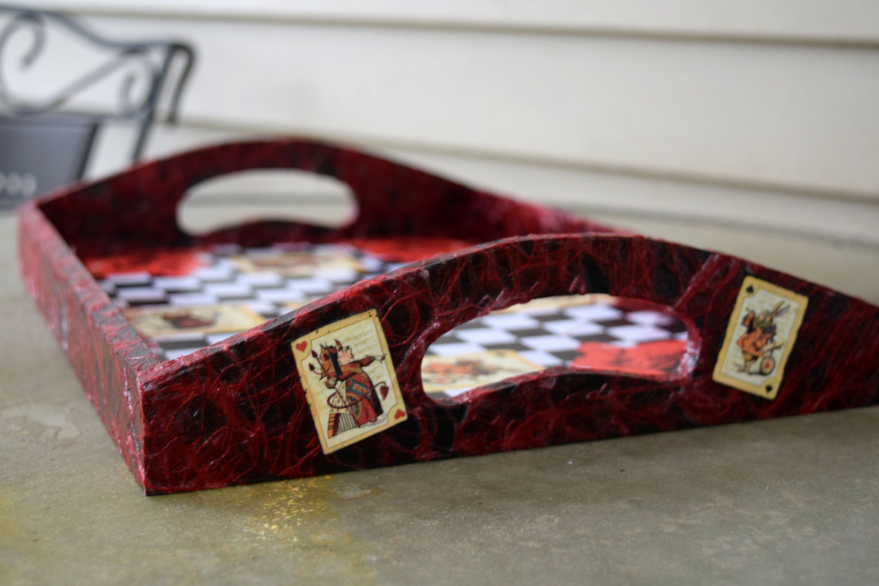 Small Alice in Wonderland Decoupage Coffee Table Serving Tray - Etsy