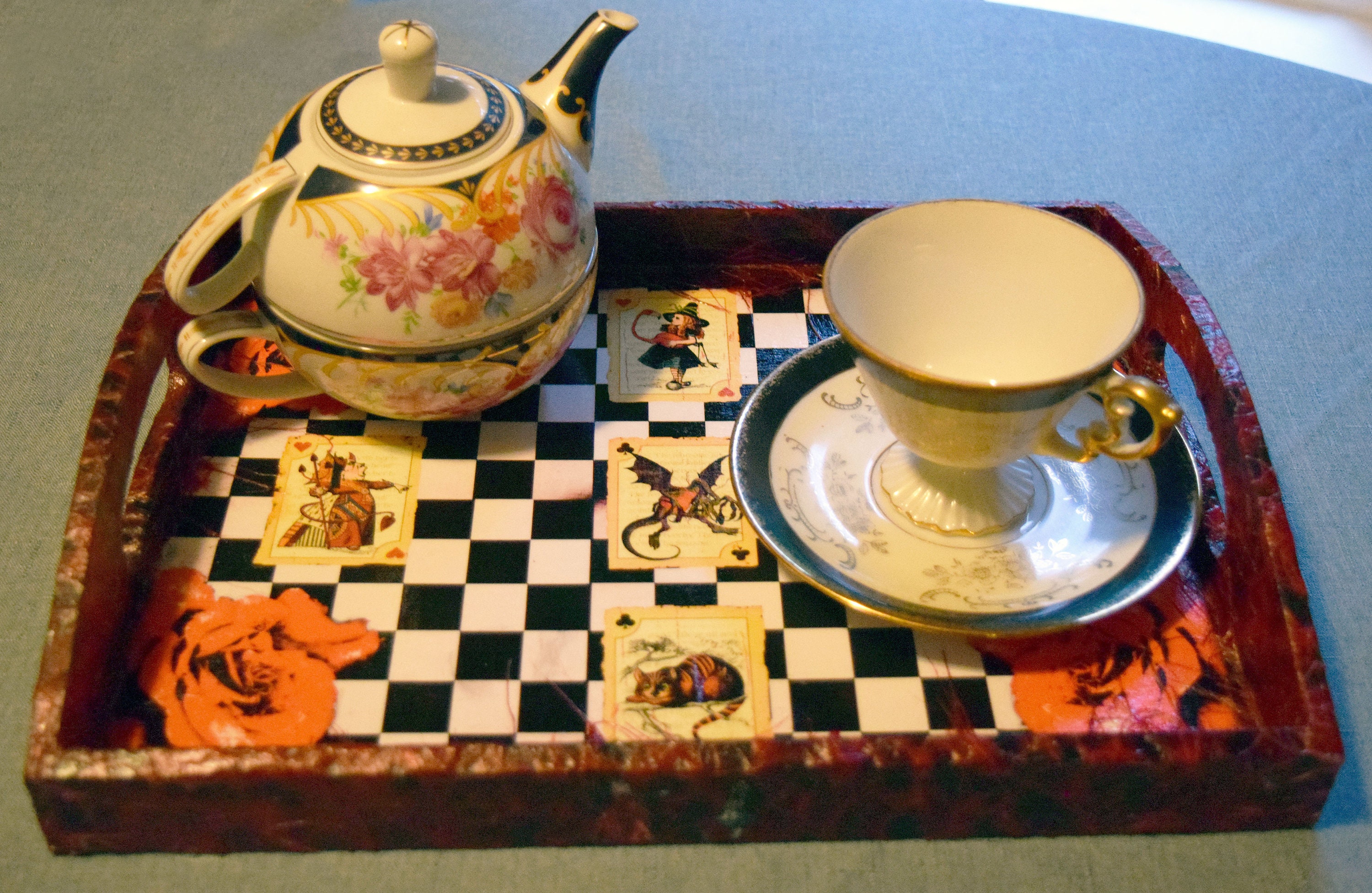 Small Alice in Wonderland Decoupage Coffee Table Serving Tray - Etsy