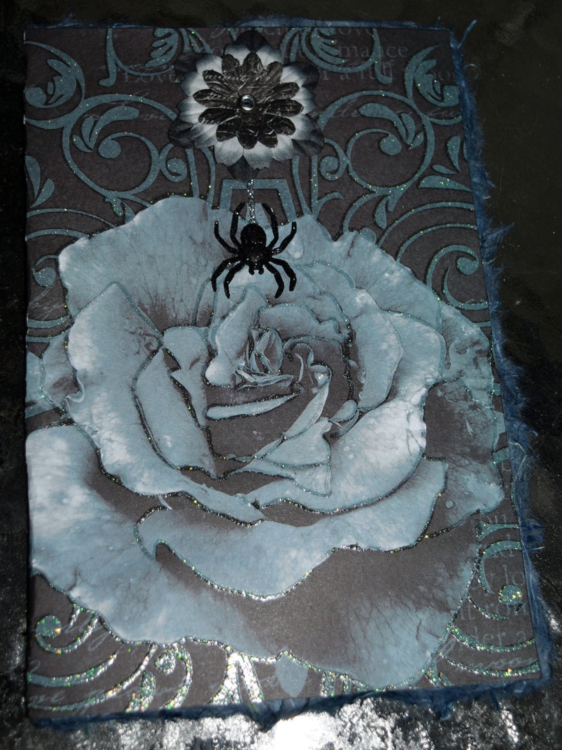 Dark Rose Spider Handmade Love Card - Etsy