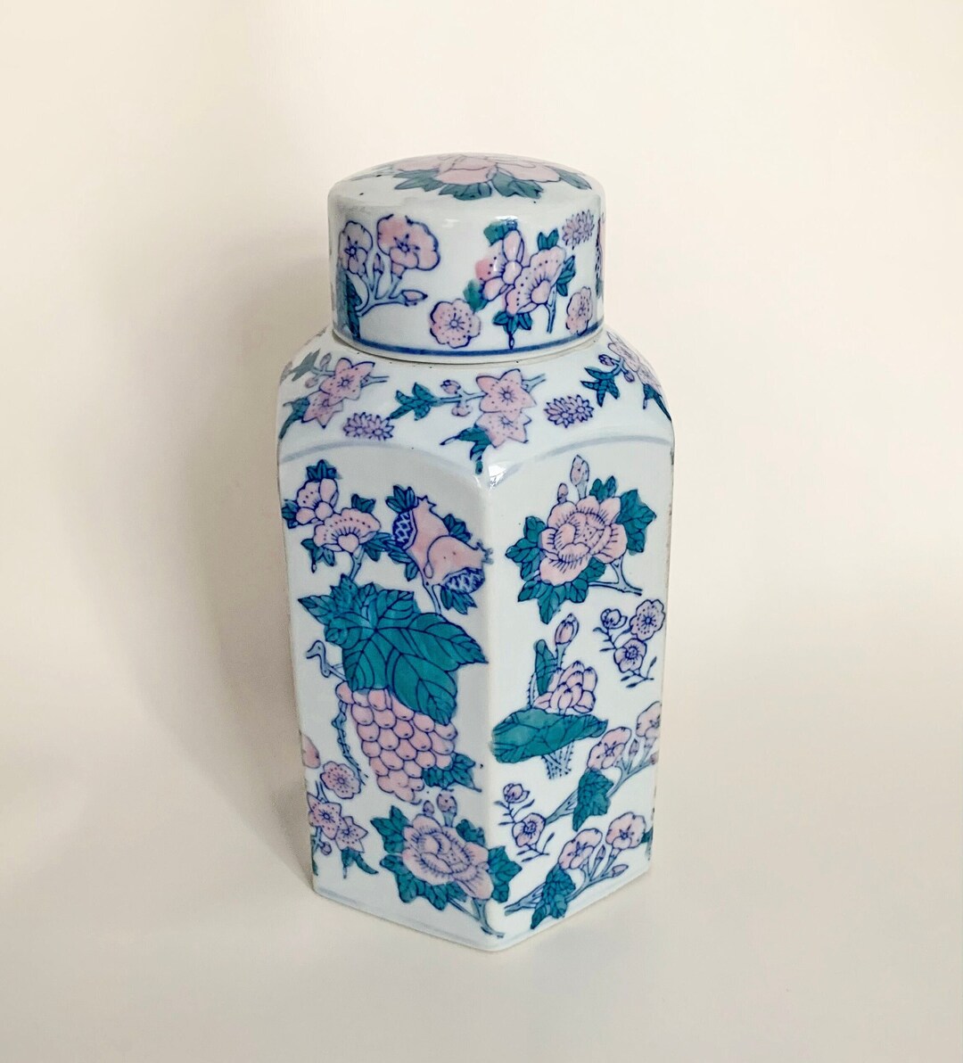 Chinese Tea Container. Asian Ginger Jar, Hand Painted Porcelain Tea ...