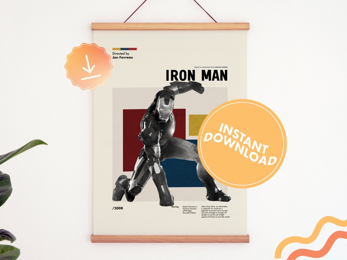 Iron Man Print Midcentury Modern Poster Digital Download - Etsy