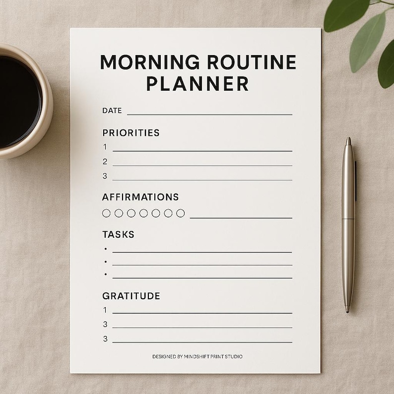 Morning Routine Planner - Minimalist Printable Planner for Productivity ...
