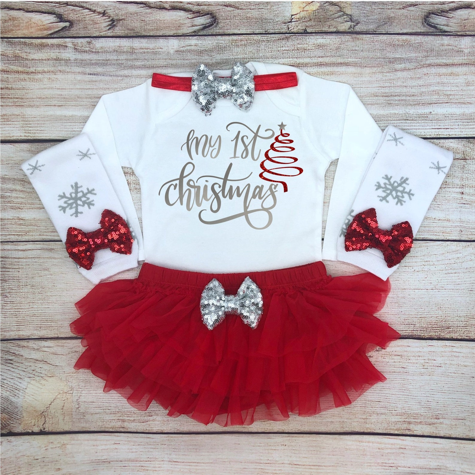 My 1st Christmas Baby Girl Outfit, Baby's First Christmas, My First ...