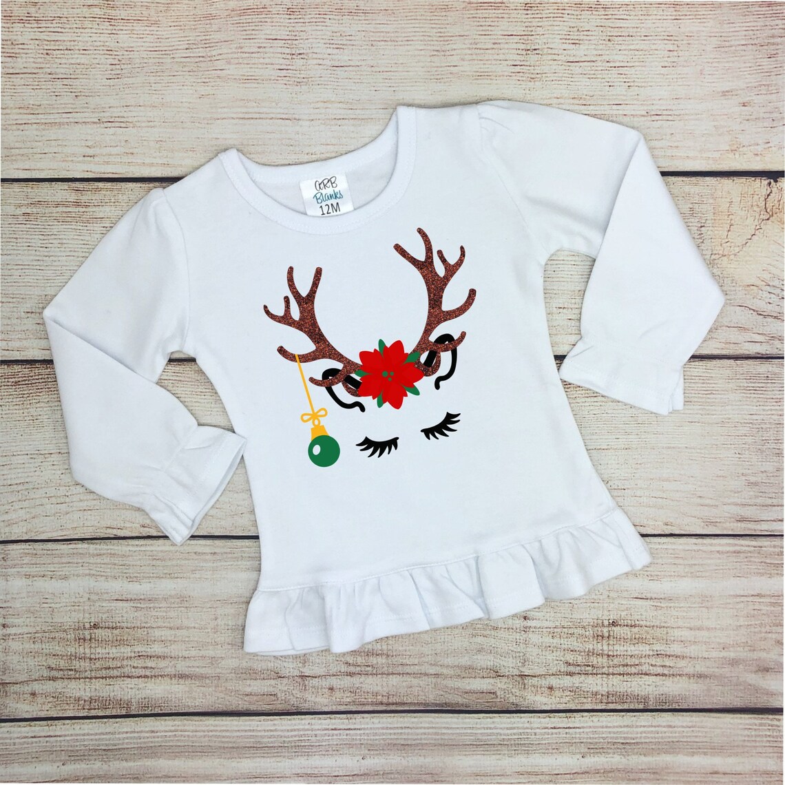 Girls Christmas Reindeer Top Christmas Shirt for Toddler | Etsy