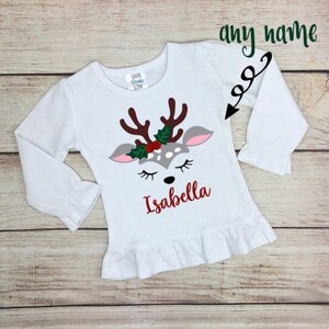 Girls Reindeer Top, Christmas Shirt for Toddler Girls, Kids Reindeer ...