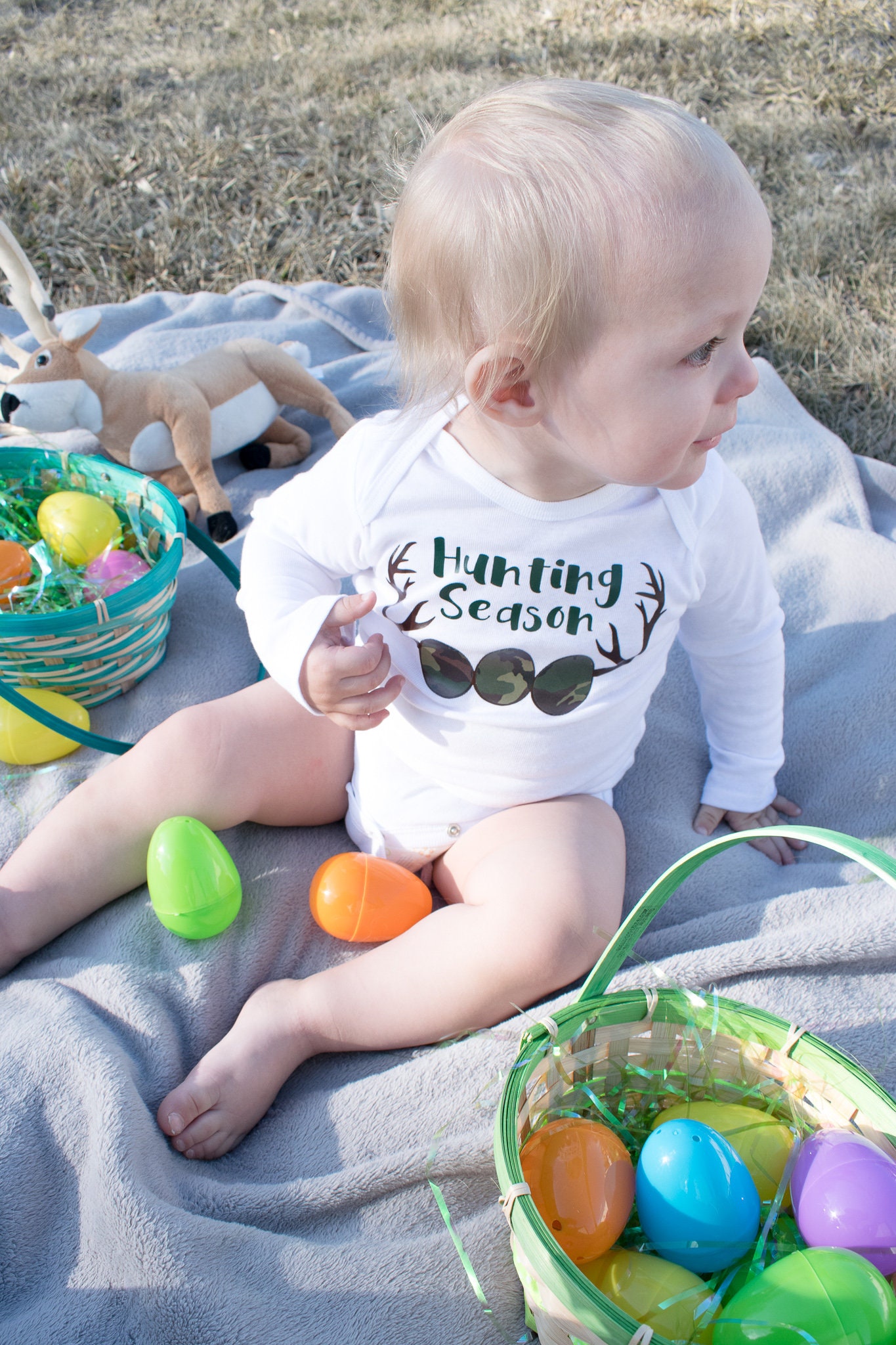 Hunting Season Easter Shirt, 1st Egg Hunt Baby Boy Easter Bodysuit ...