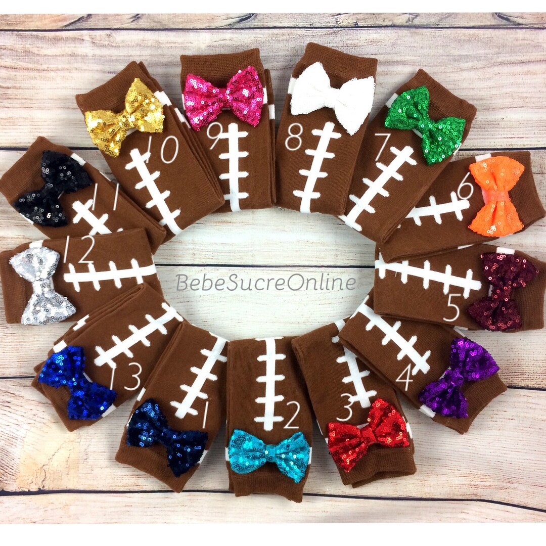 Baby Football Leg Warmers, Sequin Bow Football Leg Warmers for Baby and ...