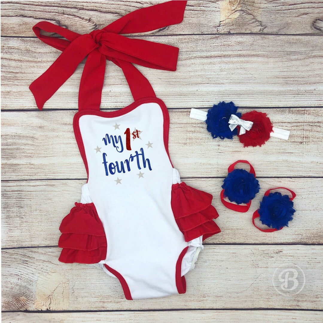 My 1st Fourth of July Baby Girl Romper, My 1st 4th of July Baby Girl Clothes, Fourth of July ...