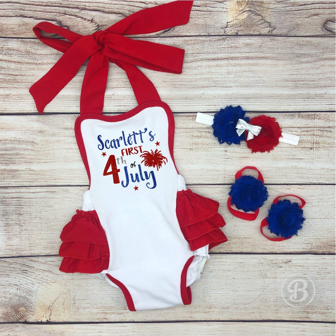 Personalized 1st 4th of July Baby Girl Romper, My 1st 4th of July Baby ...