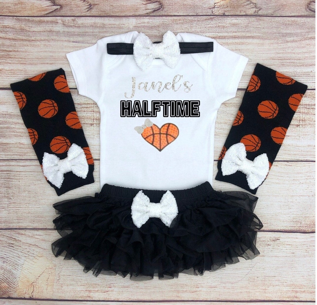 FREE SHIPPING! Personalized Basketball Half Birthday Baby Girl Outfit ...