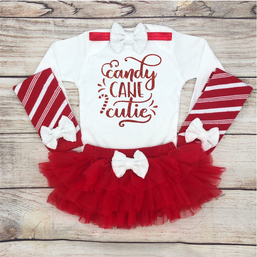 Candy Cane Cutie Baby Girl Christmas Outfit, Baby's First Christmas, My ...