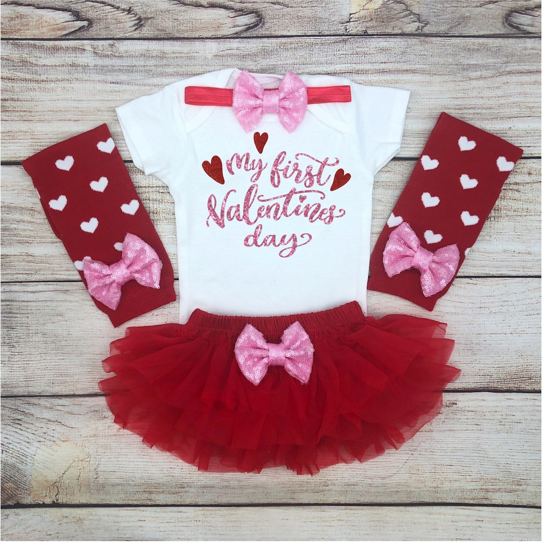 My First Valentine's Day Baby Girl Outfit, My 1st Valentine's Day, Valentine's Day Newborn ...