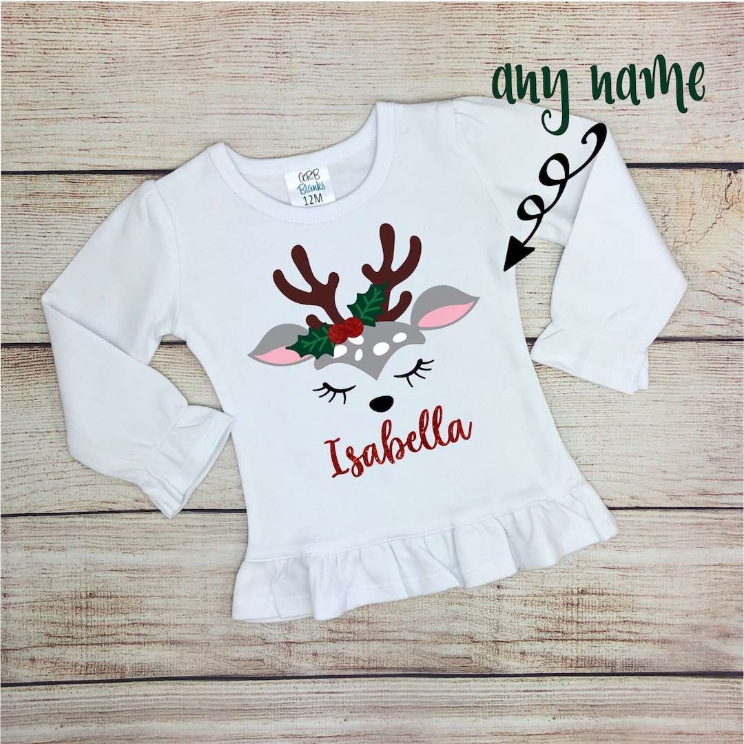 Girls Reindeer Top, Christmas Shirt for Toddler Girls, Kids Reindeer ...