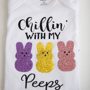 Chillin With My Peeps Baby Girl Easter Outfit, My 1st Easter Baby Girl ...