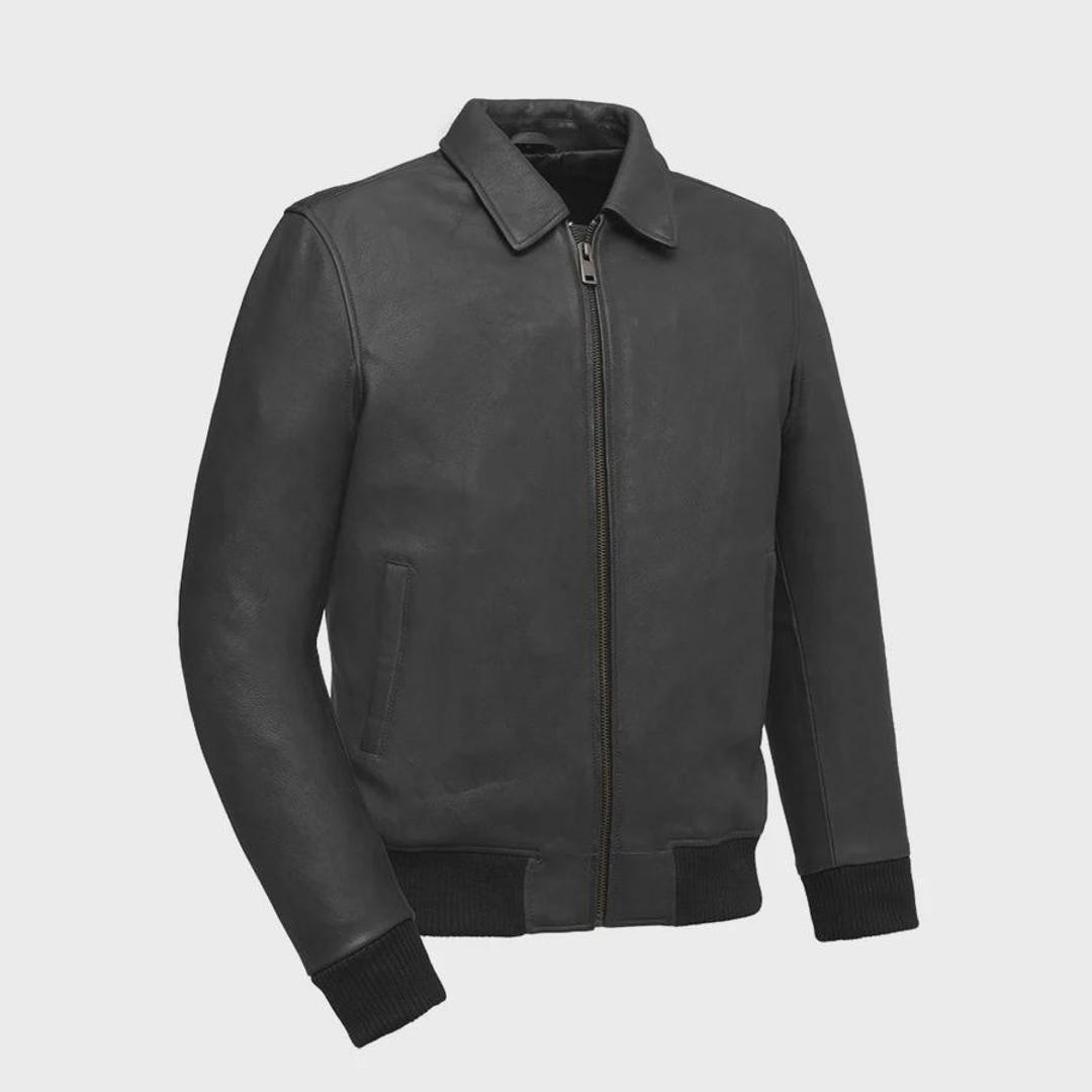 Blackline Cruiser Leather Moto Bomber Jacket - Etsy