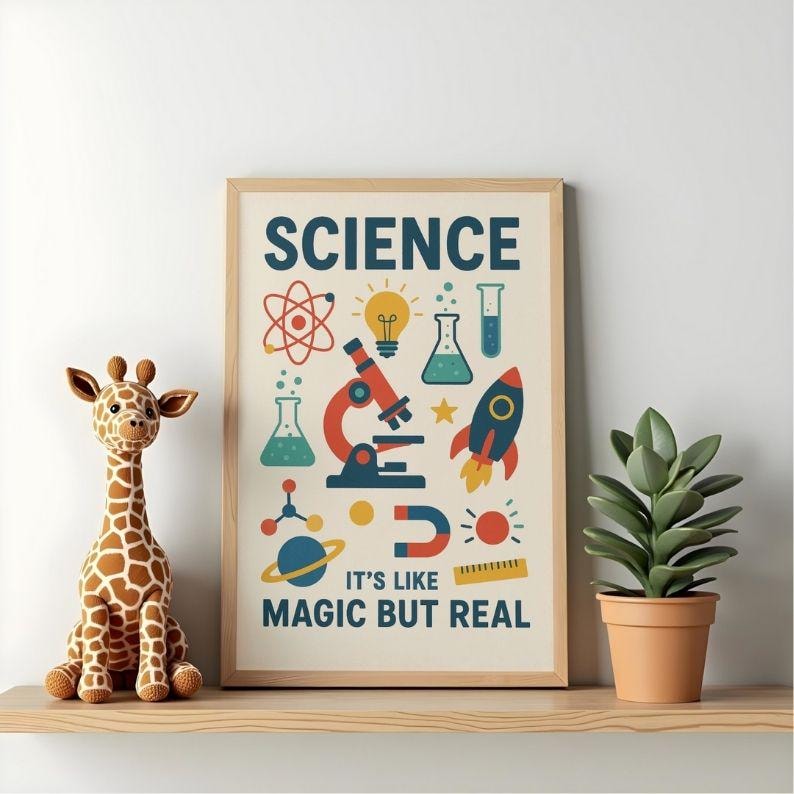 Science Poster for Kids - “science: It’s Like Magic but Real!” - Etsy
