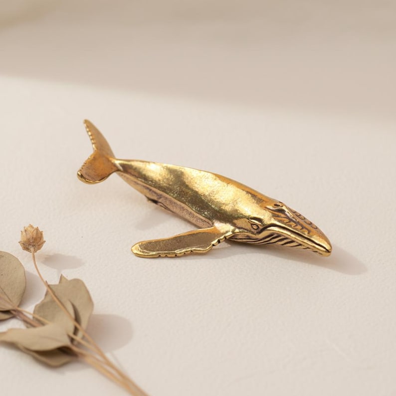 Mini Brass Whale Figurine Statue, Hand Cast Solid Brass Whale Statue ...