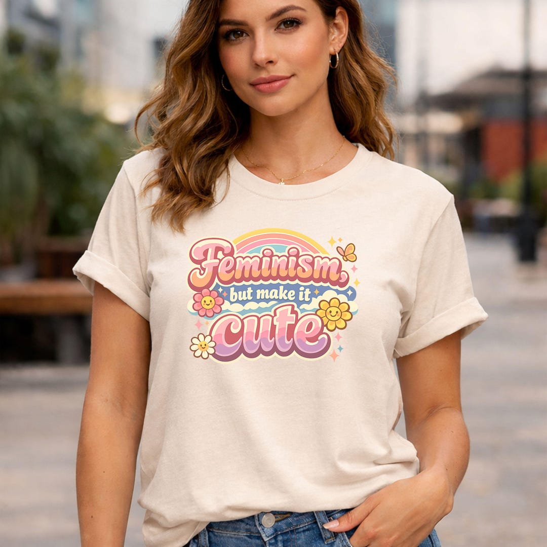 Feminism but Make It Cute Shirt, Retro Groovy Tshirt, Pastel Rainbow ...