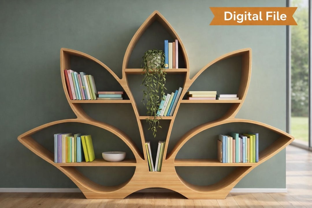 Parametric Wooden Bookshelf Design | Organic Flower Bookshelf | Modern ...