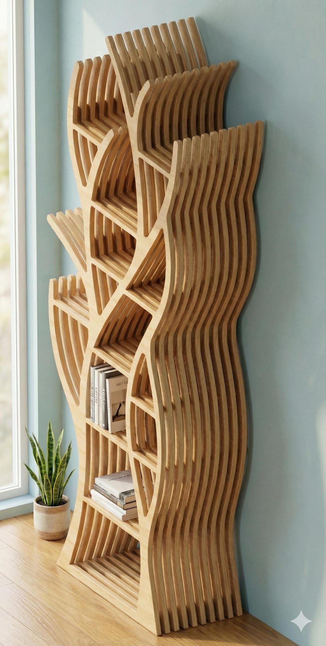 Parametric Wooden Bookshelf | CNC Cut Layered Shelf Design | Modern ...