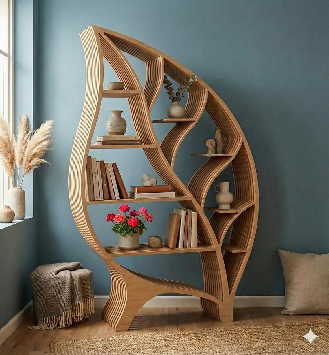 Parametric Wooden Bookshelf | CNC Cut Layered Shelf Design | Leaf ...