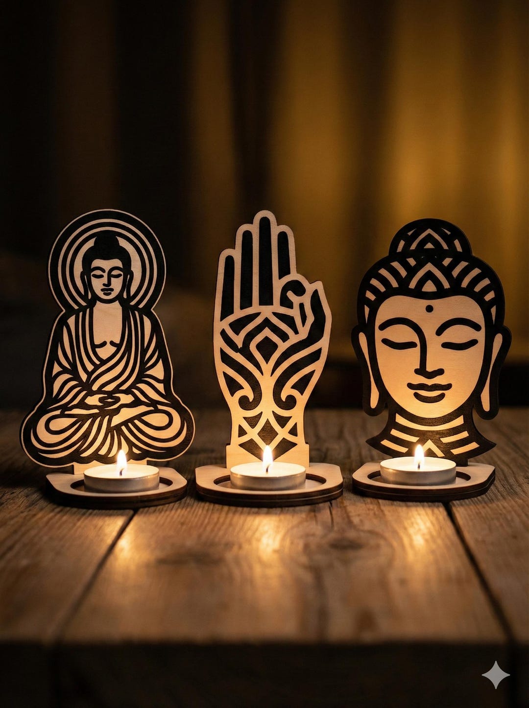 Paquete SVG de portavelas de Buda, portavelas cortado a láser ...