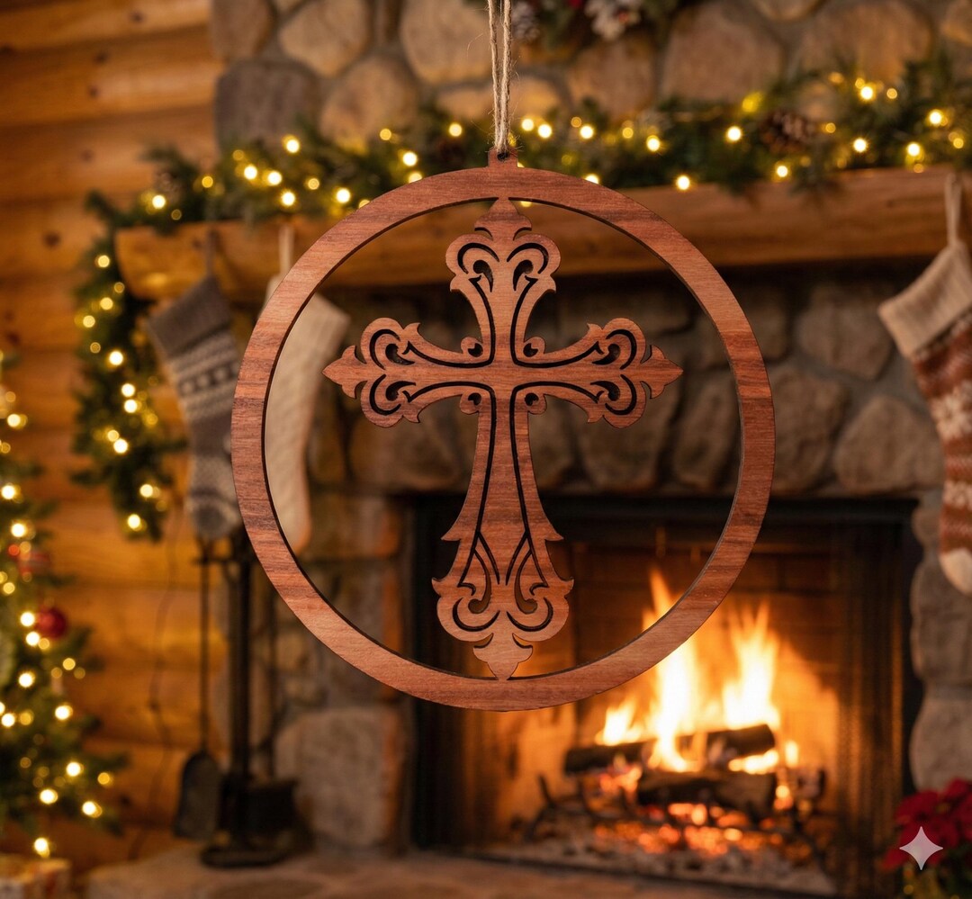 Christian Cross Ornament SVG for Christmas Tree | Religious Laser Cut ...