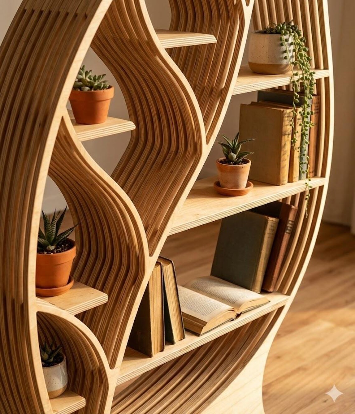 Parametric Wooden Bookshelf | CNC Cut Layered Shelf Design | Leaf ...